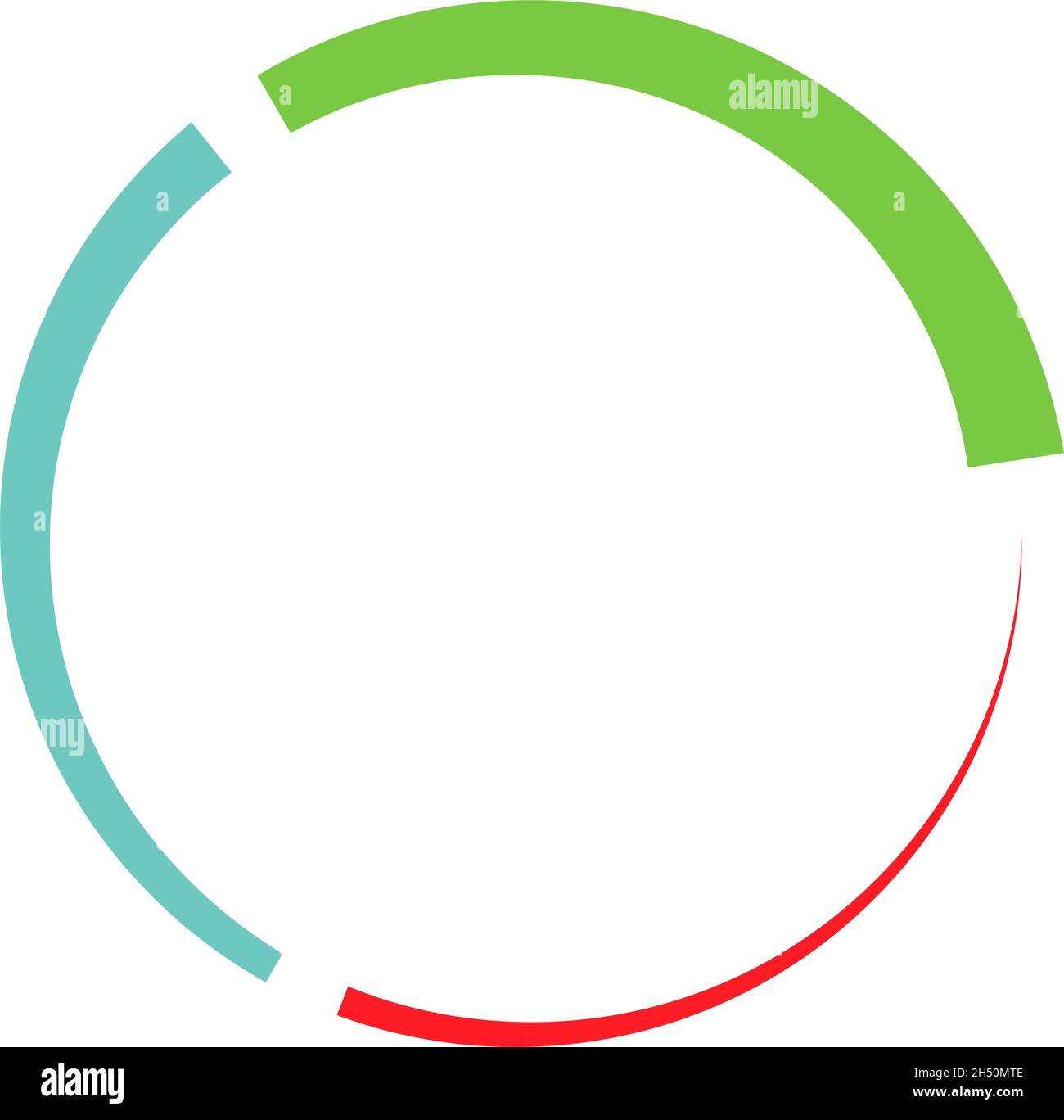3 part, section segmented circle. Abstract dashed lines circular geometric element - stock ...