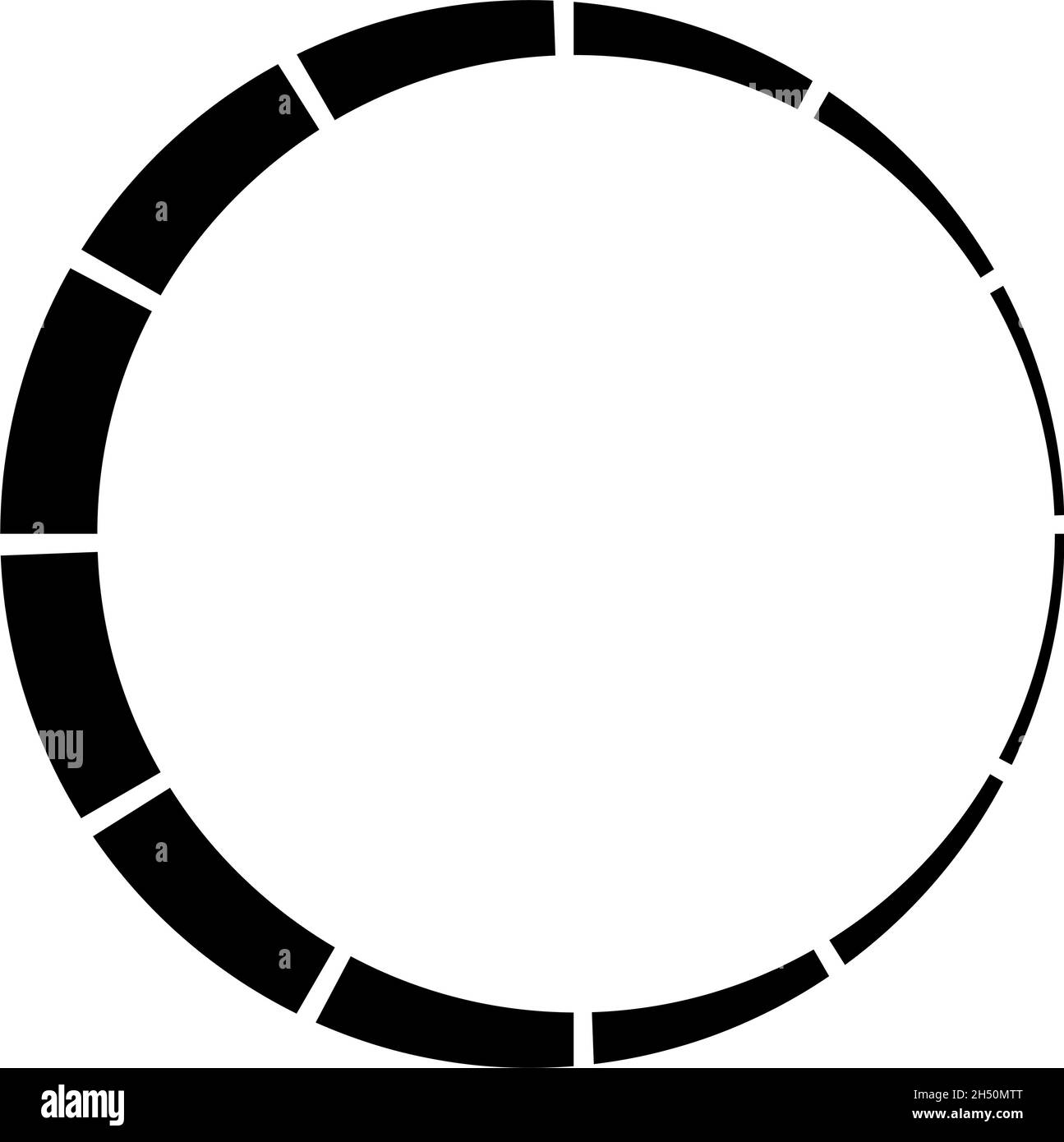 12 part, section segmented circle. Abstract dashed lines circular geometric element - stock ...