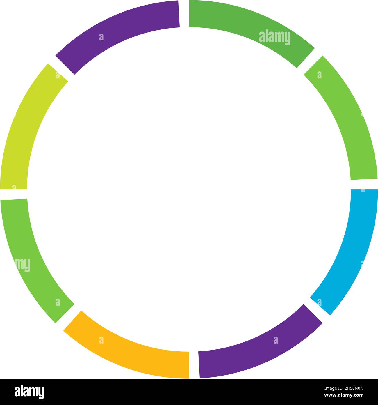 8 part, section segmented circle. Abstract dashed lines circular ...
