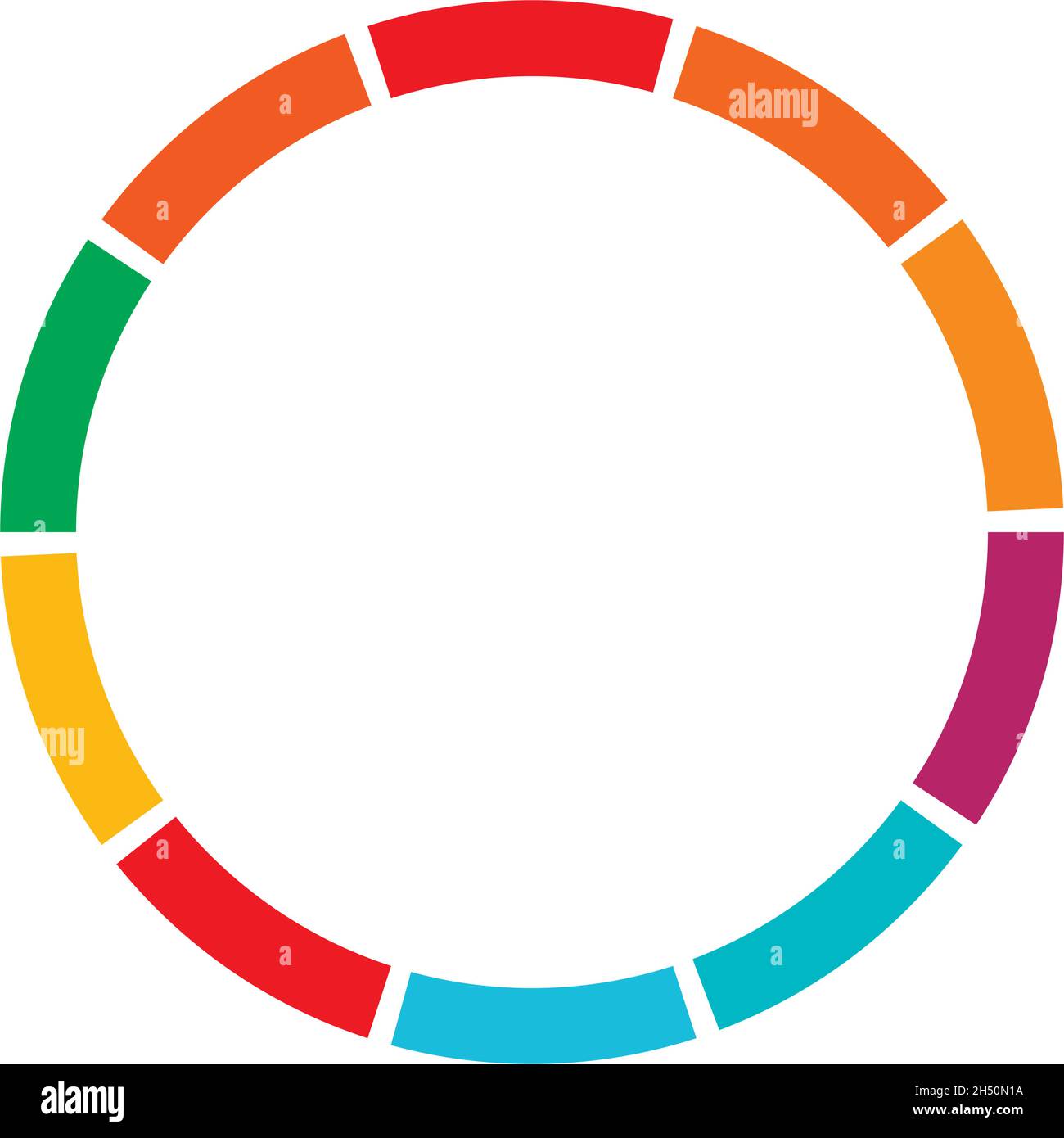10 part, section segmented circle. Abstract dashed lines circular geometric element - stock ...