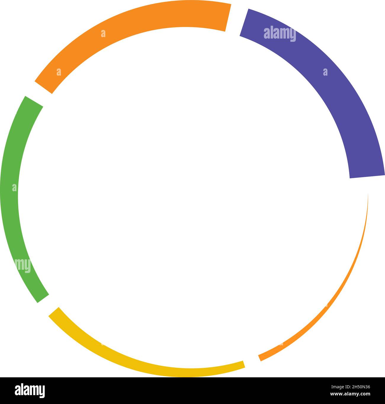 5 part, section segmented circle. Abstract dashed lines circular geometric element - stock ...