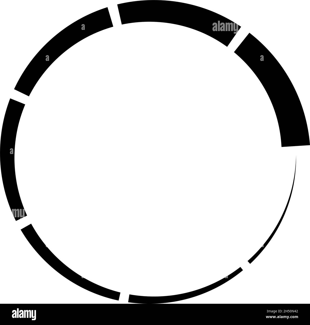7 part, section segmented circle. Abstract dashed lines circular geometric element - stock ...