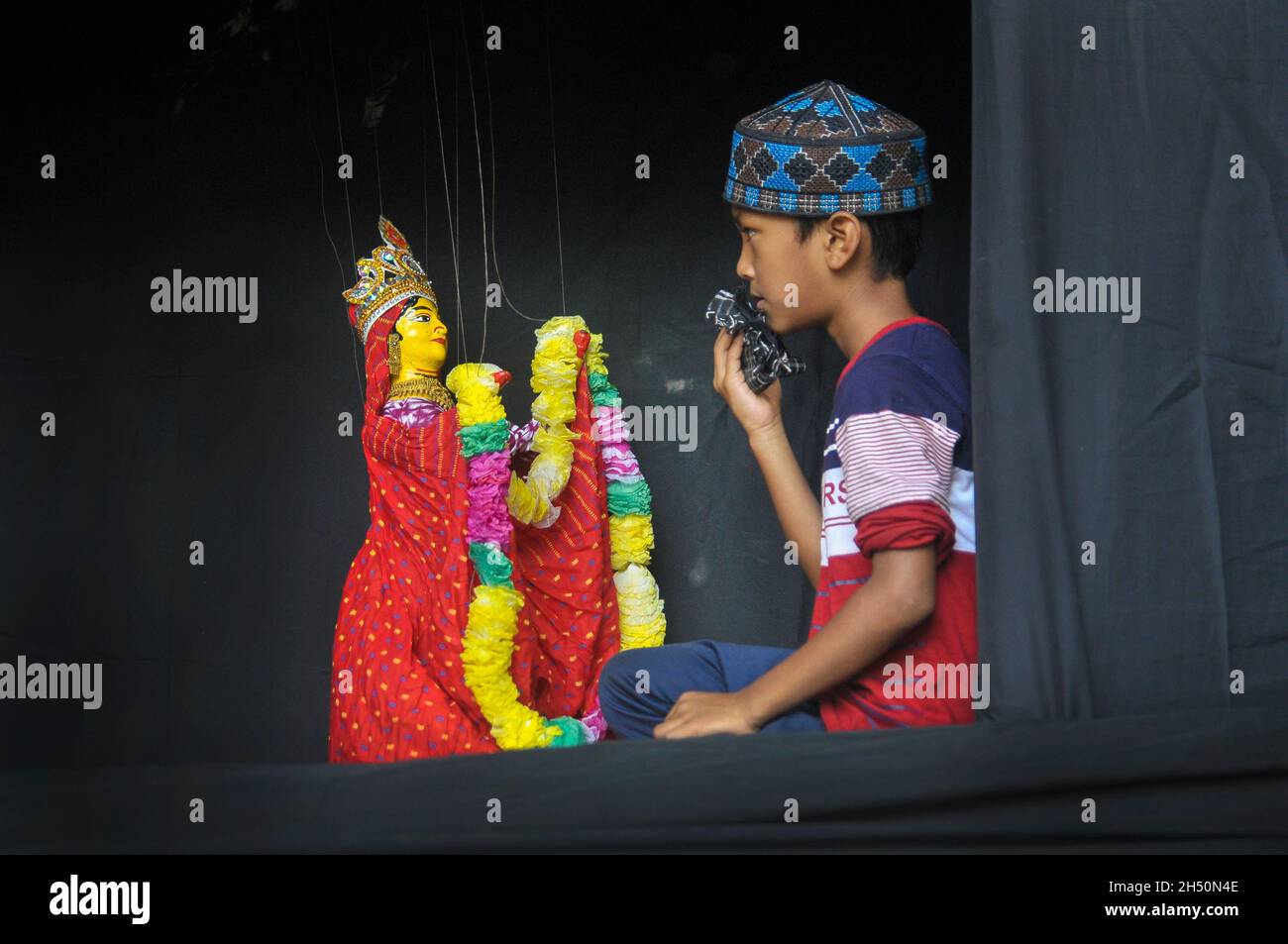 Moni Mukta puppet group of B. Baria, performing a puppet show at an ...
