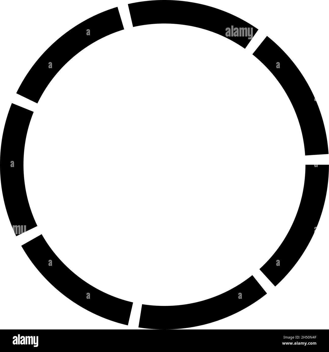 7 part, section segmented circle. Abstract dashed lines circular geometric element - stock ...