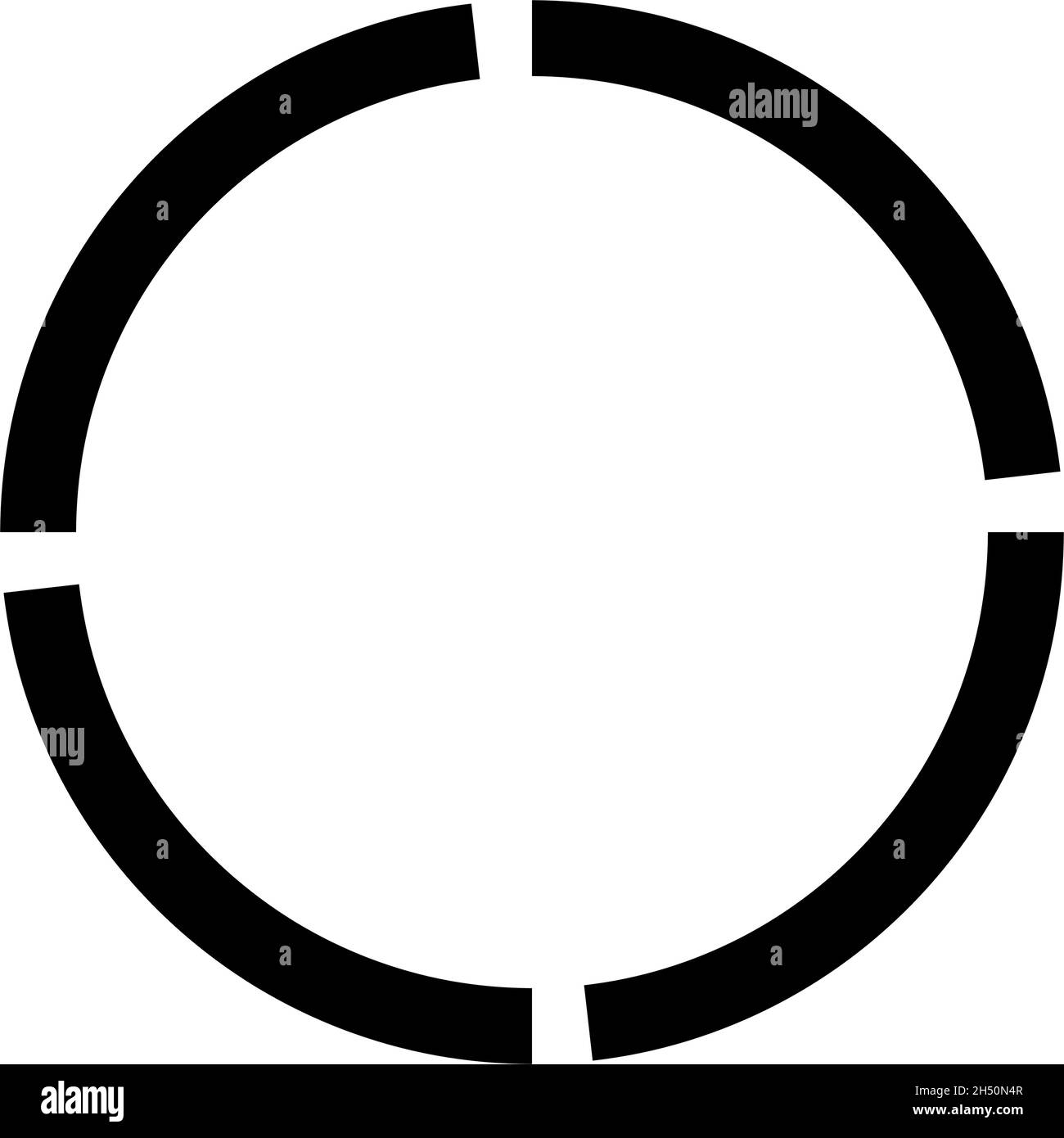 4 part, section segmented circle. Abstract dashed lines circular geometric element - stock ...