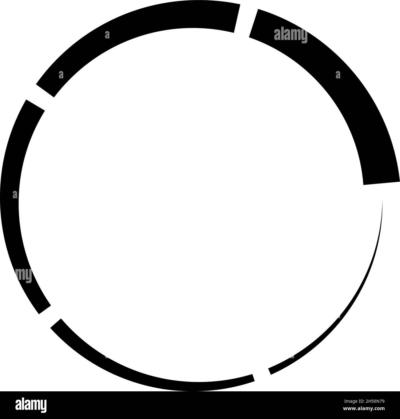 5 part, section segmented circle. Abstract dashed lines circular geometric element - stock ...