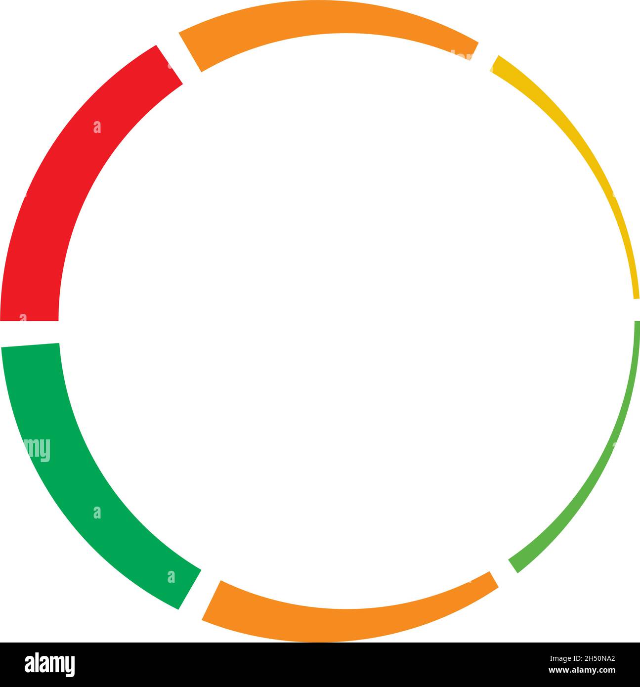 6 part, section segmented circle. Abstract dashed lines circular ...