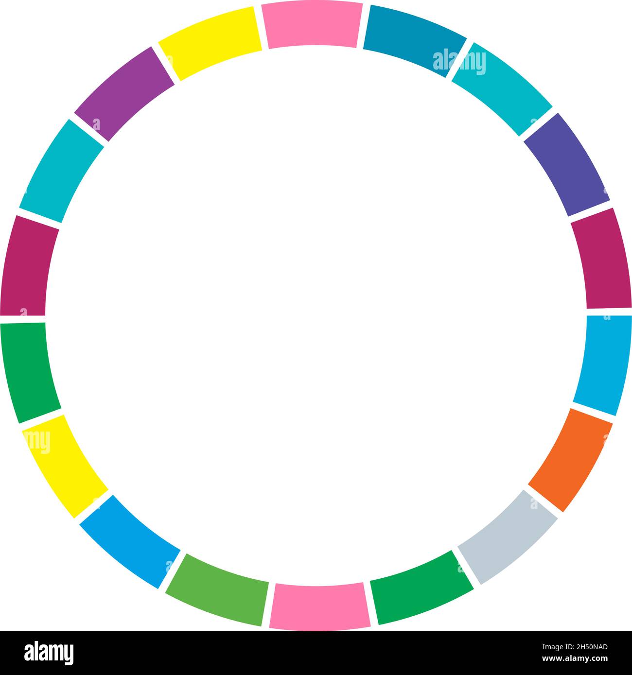 18 part, section segmented circle. Abstract dashed lines circular geometric element - stock ...