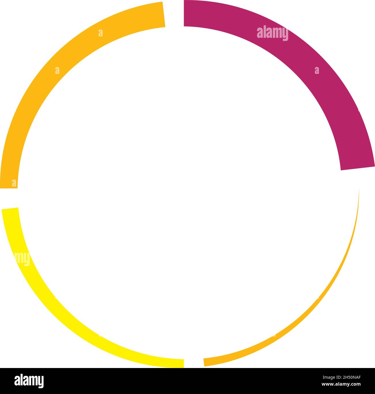 4 part, section segmented circle. Abstract dashed lines circular ...