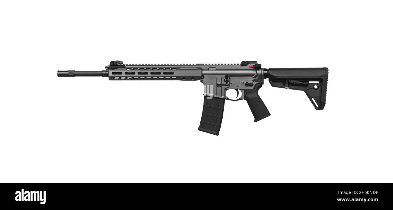 Modern automatic rifle isolated on white background. Weapons for police ...