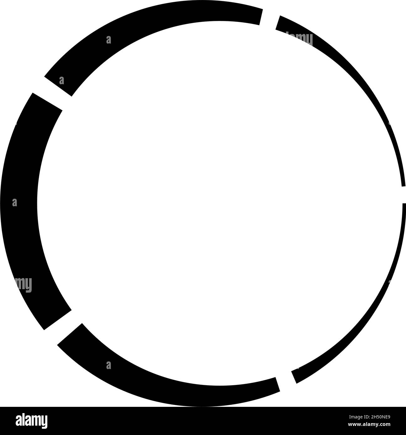 5 part, section segmented circle. Abstract dashed lines circular geometric element - stock ...