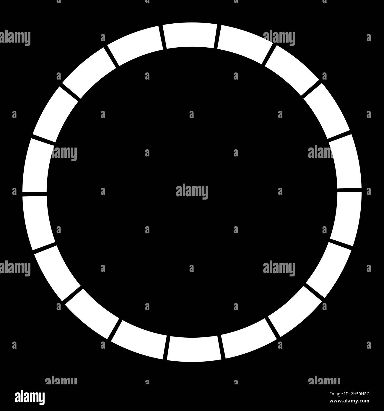 18 part, section segmented circle. Abstract dashed lines circular ...