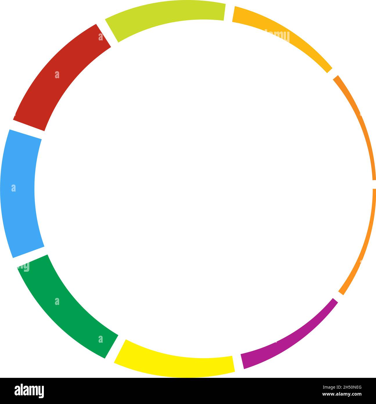 9 part, section segmented circle. Abstract dashed lines circular geometric element - stock ...
