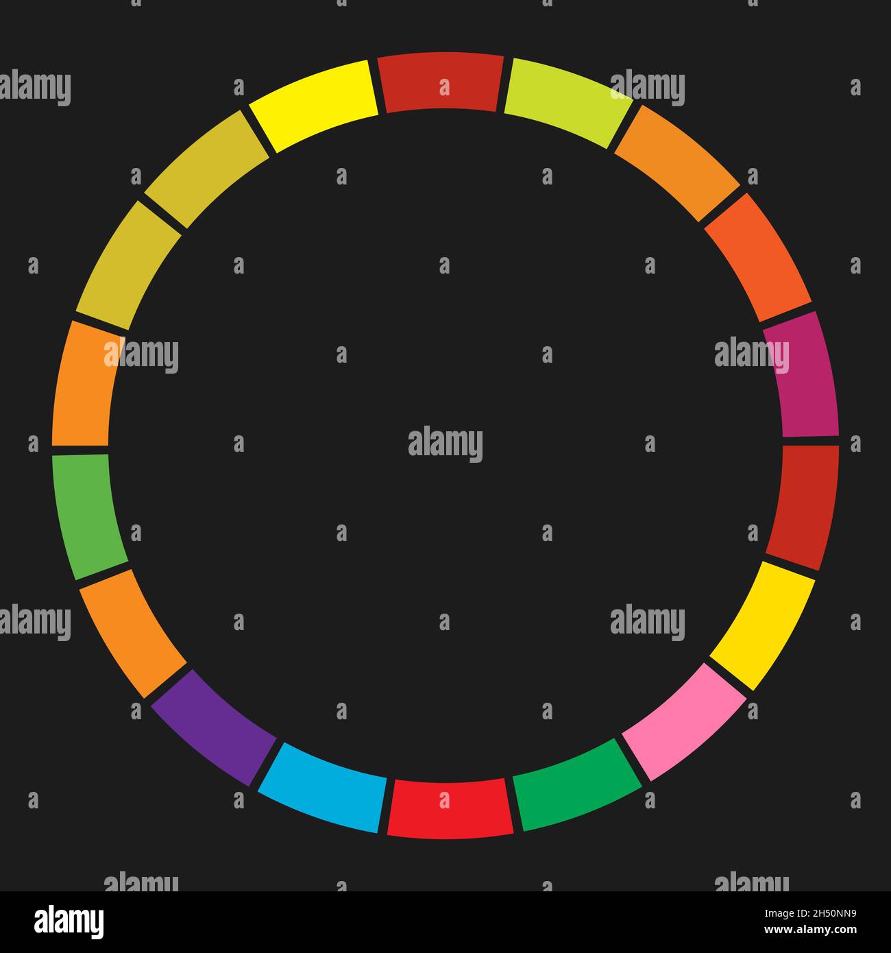 18 part, section segmented circle. Abstract dashed lines circular geometric element - stock ...