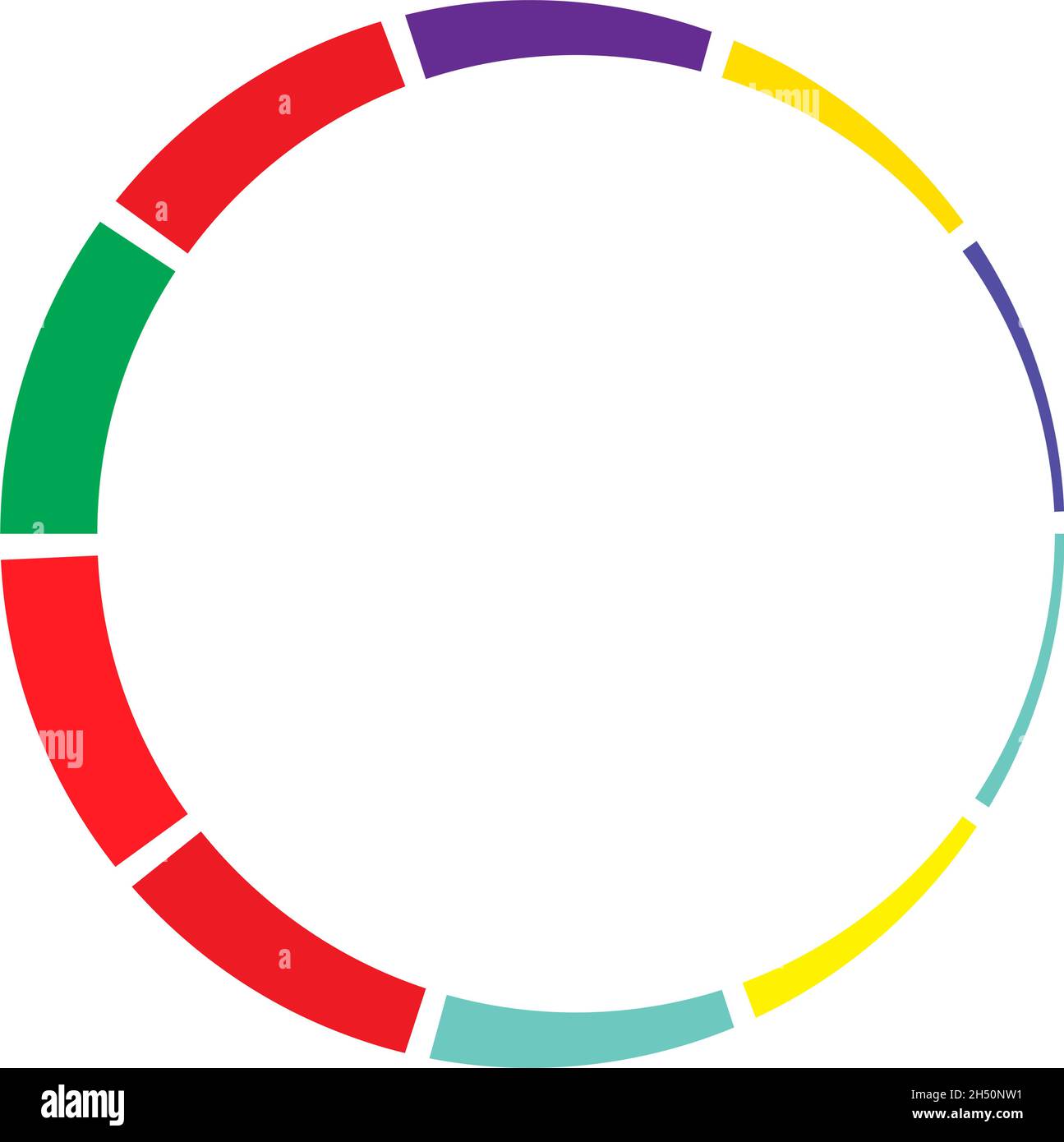 10 part, section segmented circle. Abstract dashed lines circular ...