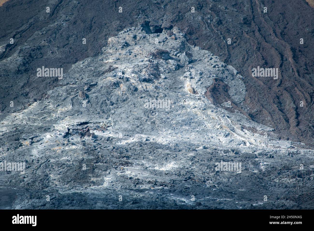 Landscape of vast black molten lava rock at Fagradalsfjall Volcano ...