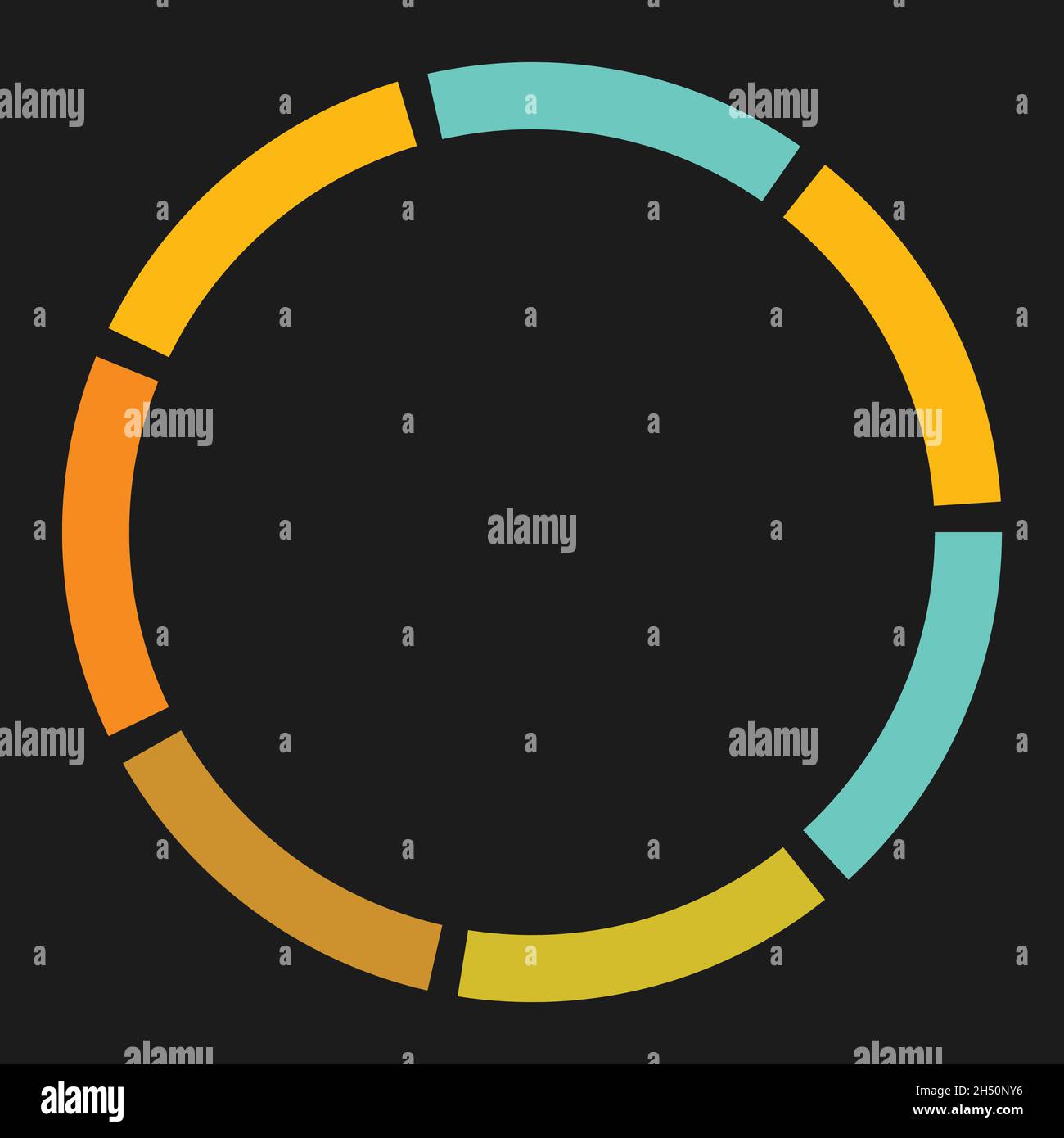 7 part, section segmented circle. Abstract dashed lines circular geometric element - stock ...