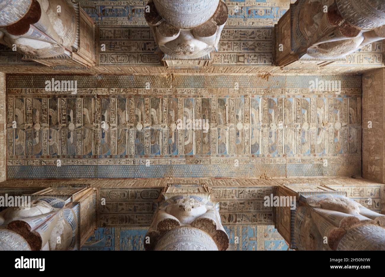 The Hathor Columns of Dendera Temple Stock Photo - Alamy