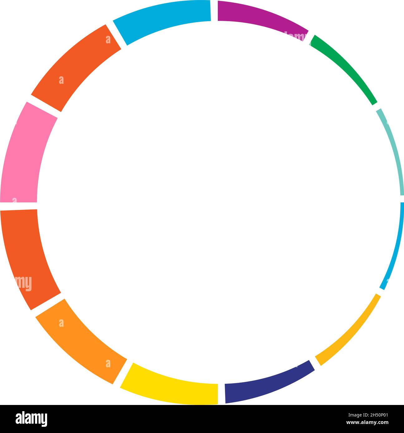 12 part, section segmented circle. Abstract dashed lines circular geometric element - stock ...