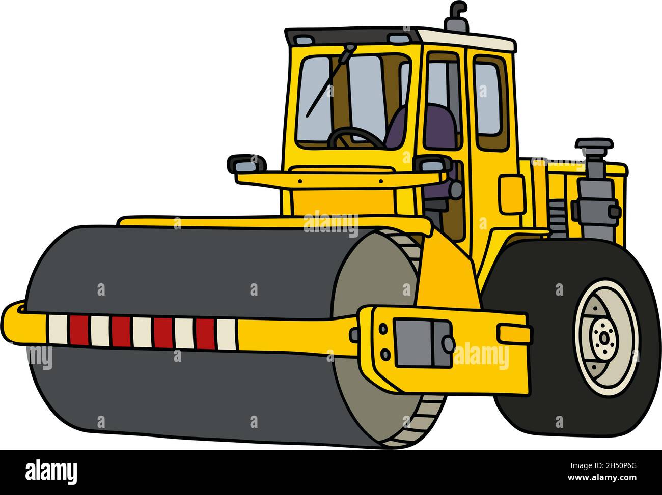 Hand drawing of a yellow road roller Stock Vector Image & Art - Alamy