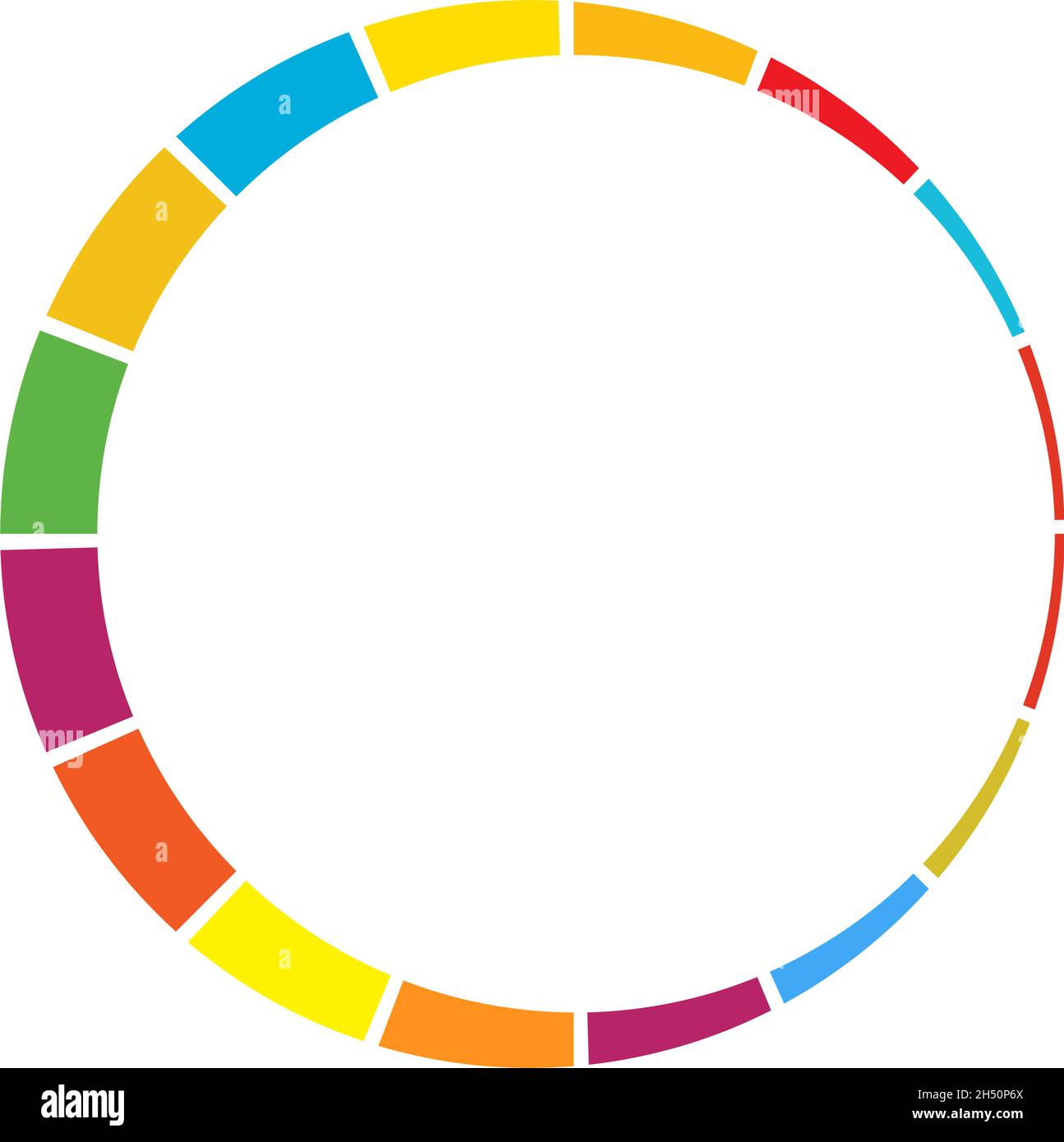 15 part, section segmented circle. Abstract dashed lines circular geometric element - stock ...