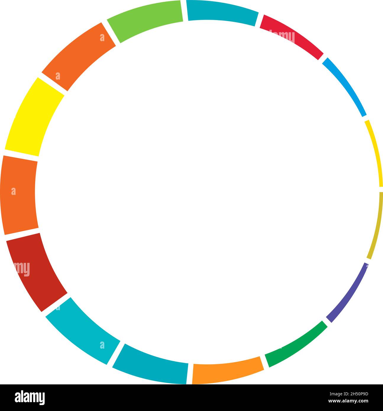 16 part, section segmented circle. Abstract dashed lines circular geometric element - stock ...