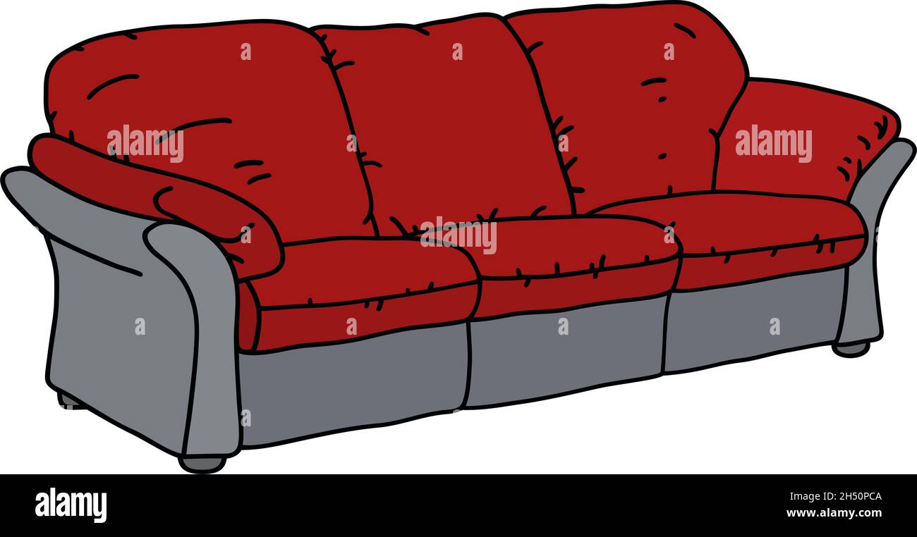 Hand drawing of a red and gray sofa Stock Vector Image & Art - Alamy