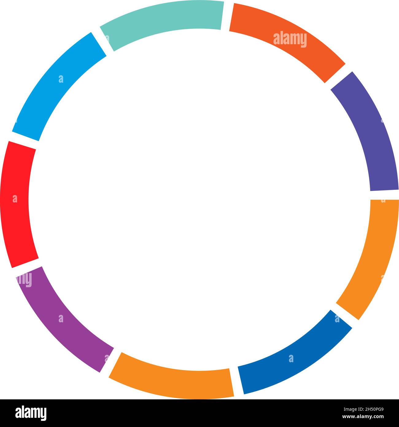 9 part, section segmented circle. Abstract dashed lines circular ...