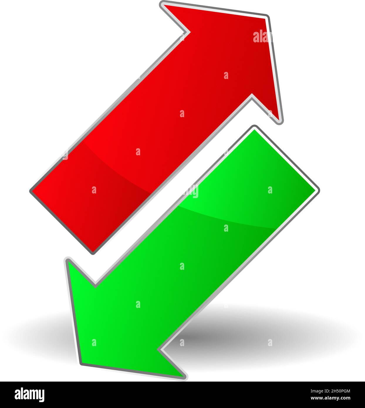 Green and red up and down arrow. Arrow pointing upwards, downwards ...