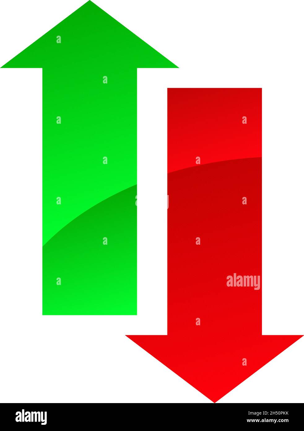 Green and red up and down arrow. Arrow pointing upwards, downwards ...