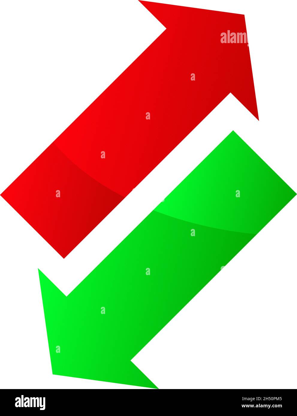 Green and red up and down arrow. Arrow pointing upwards, downwards ...