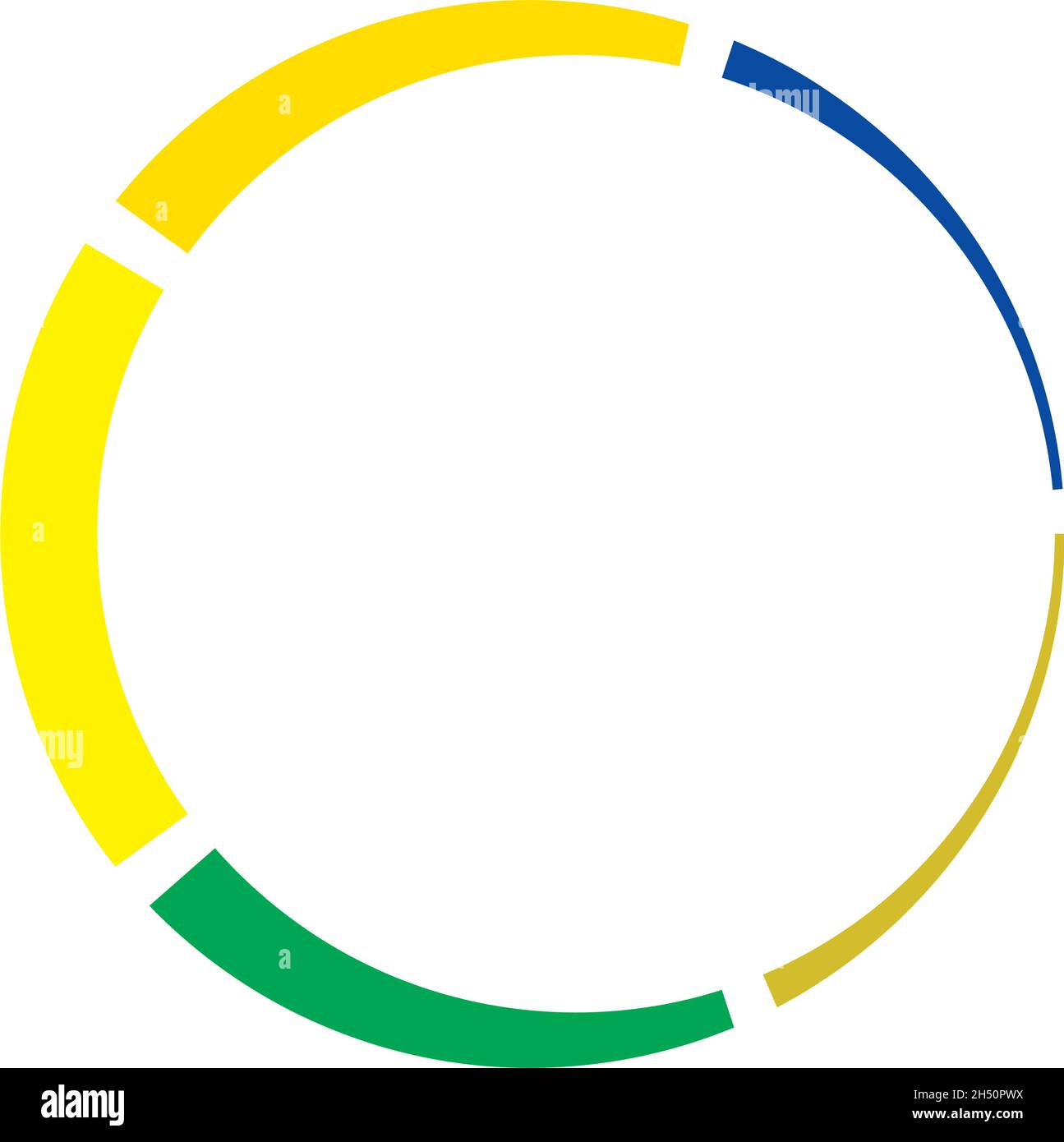 5 part, section segmented circle. Abstract dashed lines circular ...