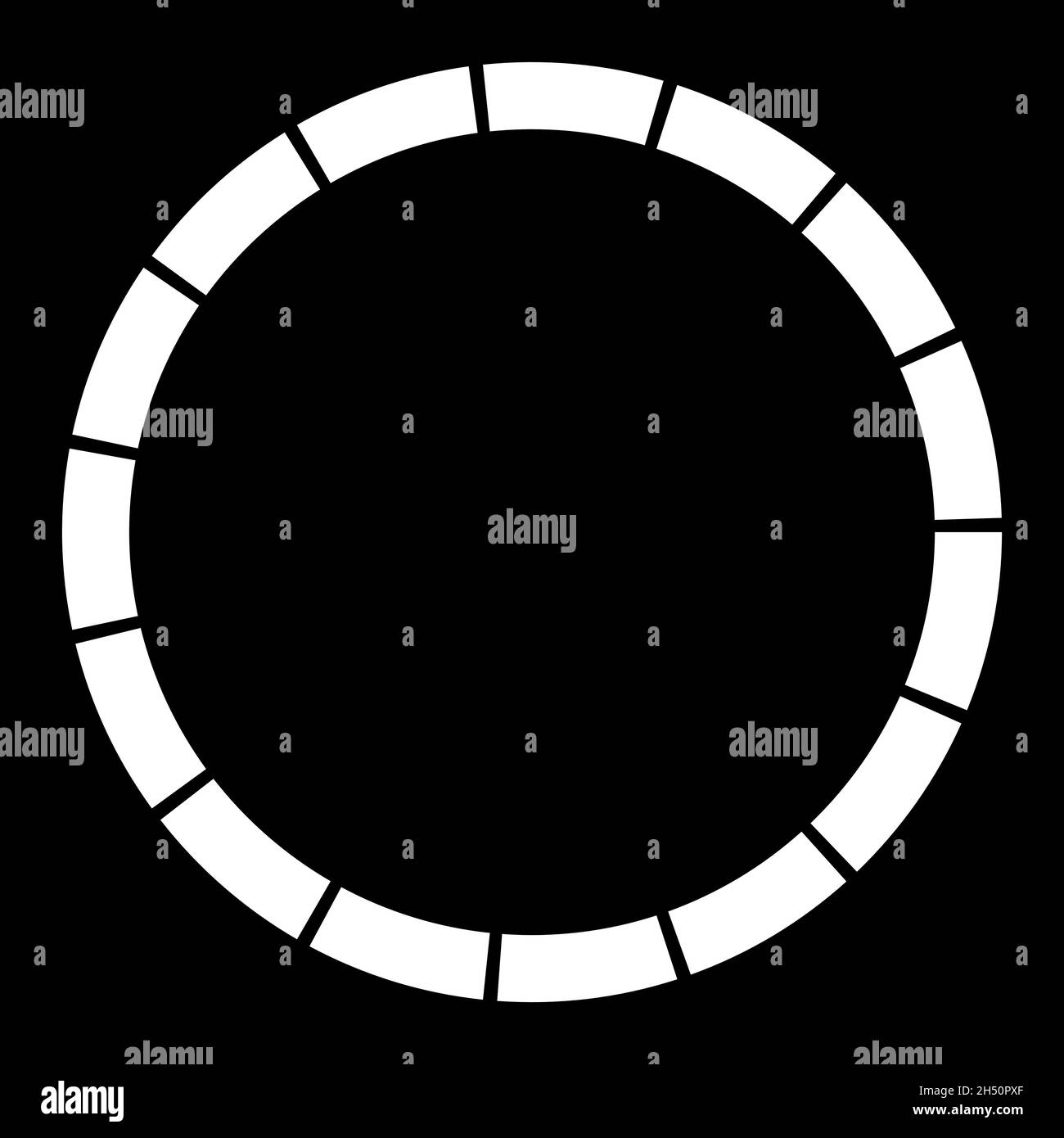 16 part, section segmented circle. Abstract dashed lines circular geometric element - stock ...