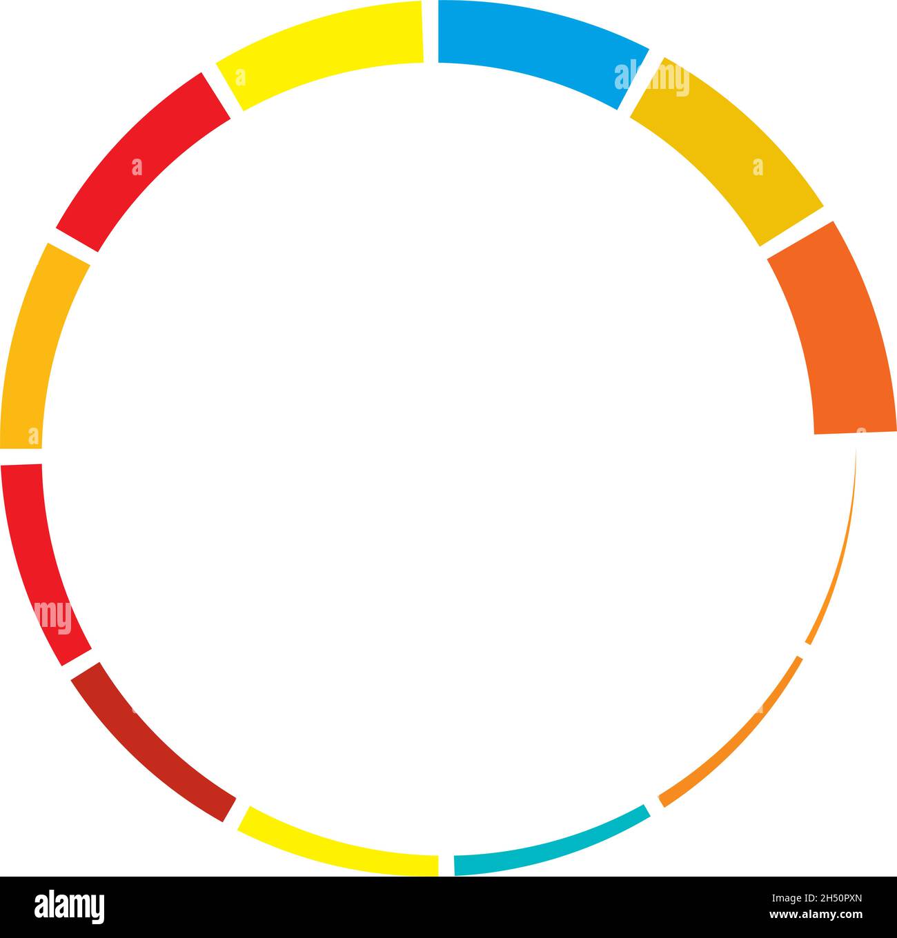 12 part, section segmented circle. Abstract dashed lines circular geometric element - stock ...