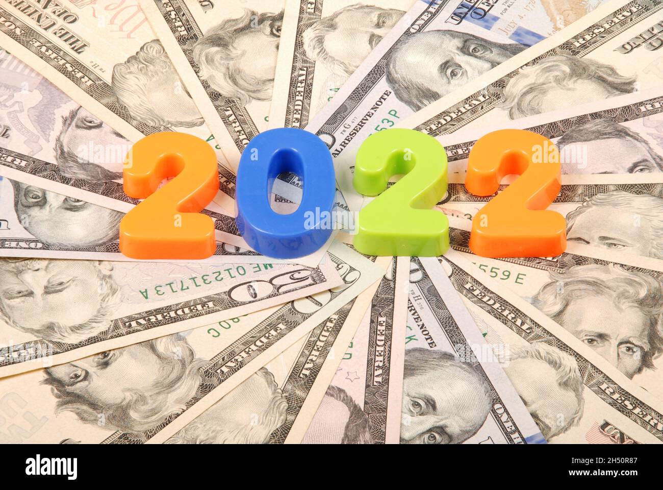2022 New year isolated on white background. Money background raster ...