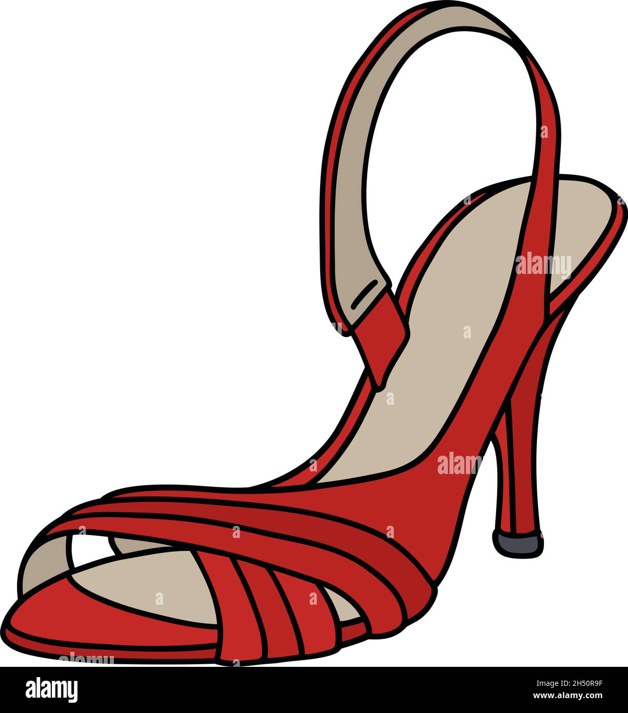 Hand drawing of a red tape sandal on high heel Stock Vector Image & Art ...