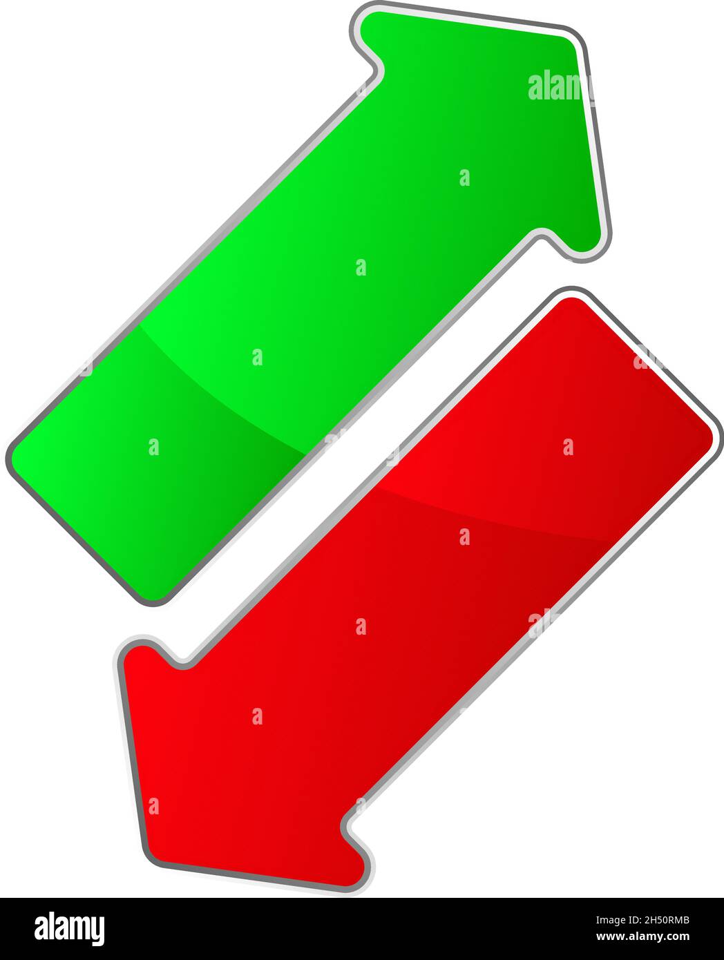 Green and red up and down arrow. Arrow pointing upwards, downwards ...