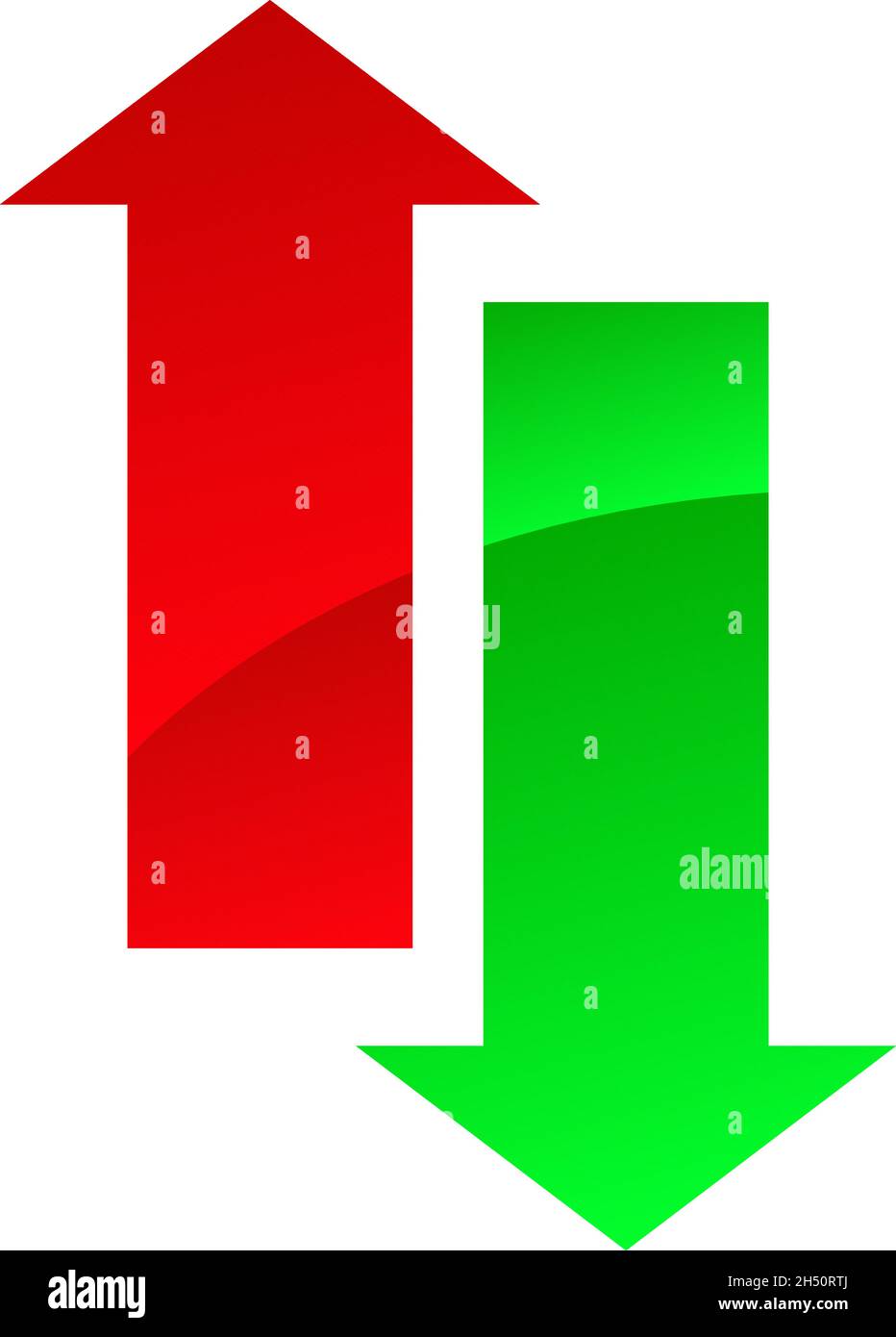 Green and red up and down arrow. Arrow pointing upwards, downwards ...