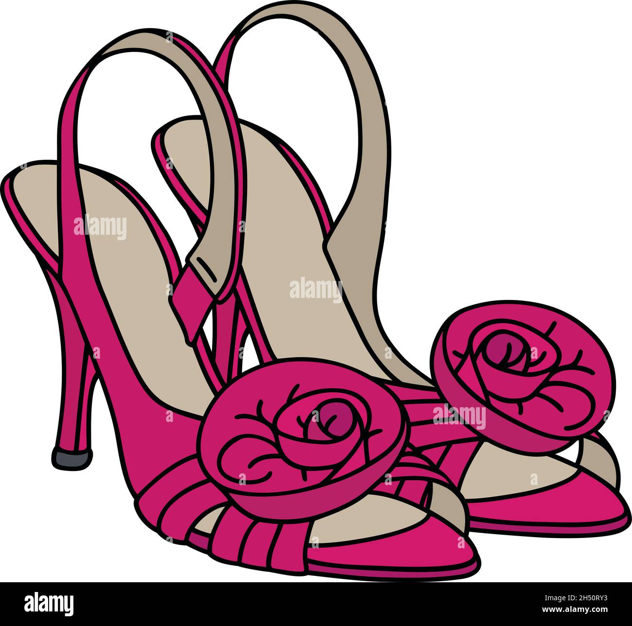 Hand drawing of pink sandals on high heel Stock Vector Image & Art - Alamy