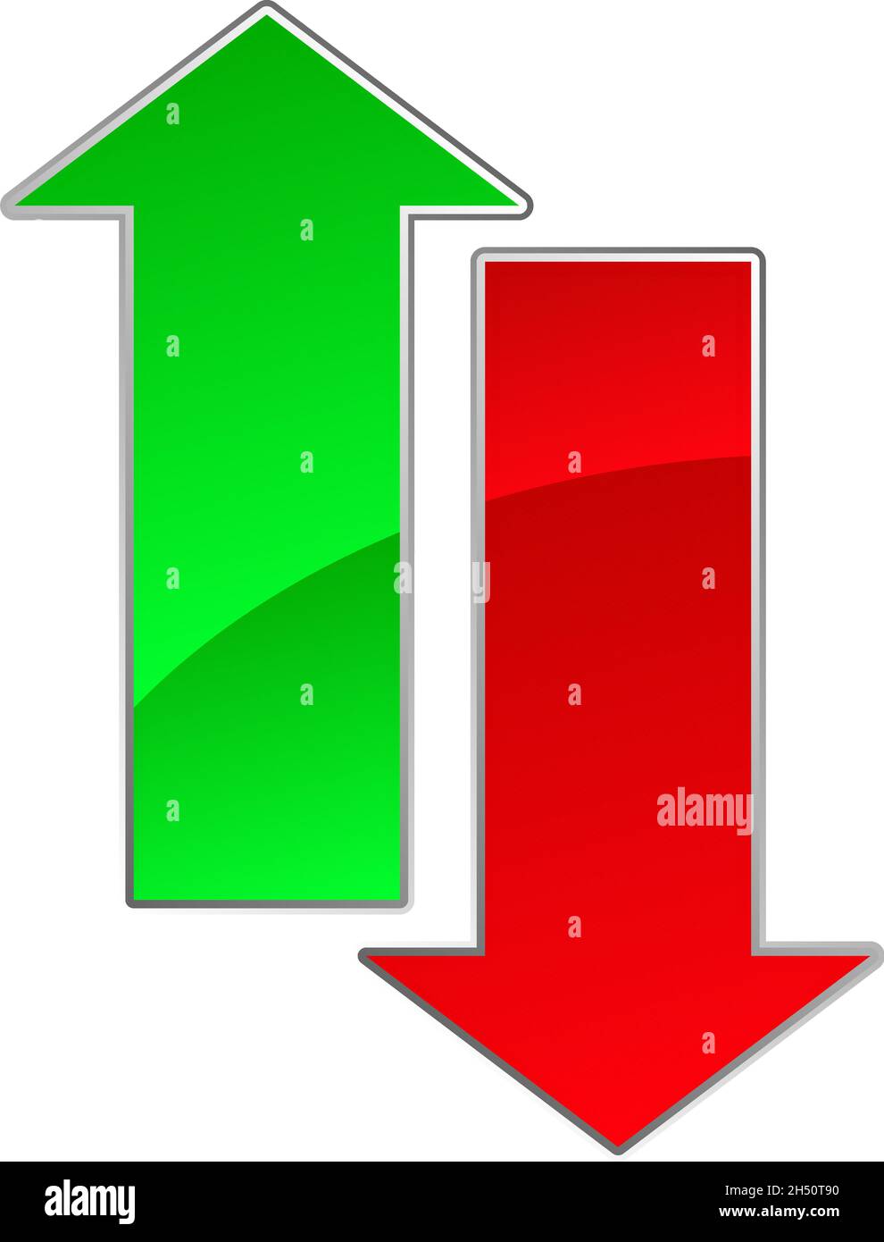 Green and red up and down arrow. Arrow pointing upwards, downwards ...