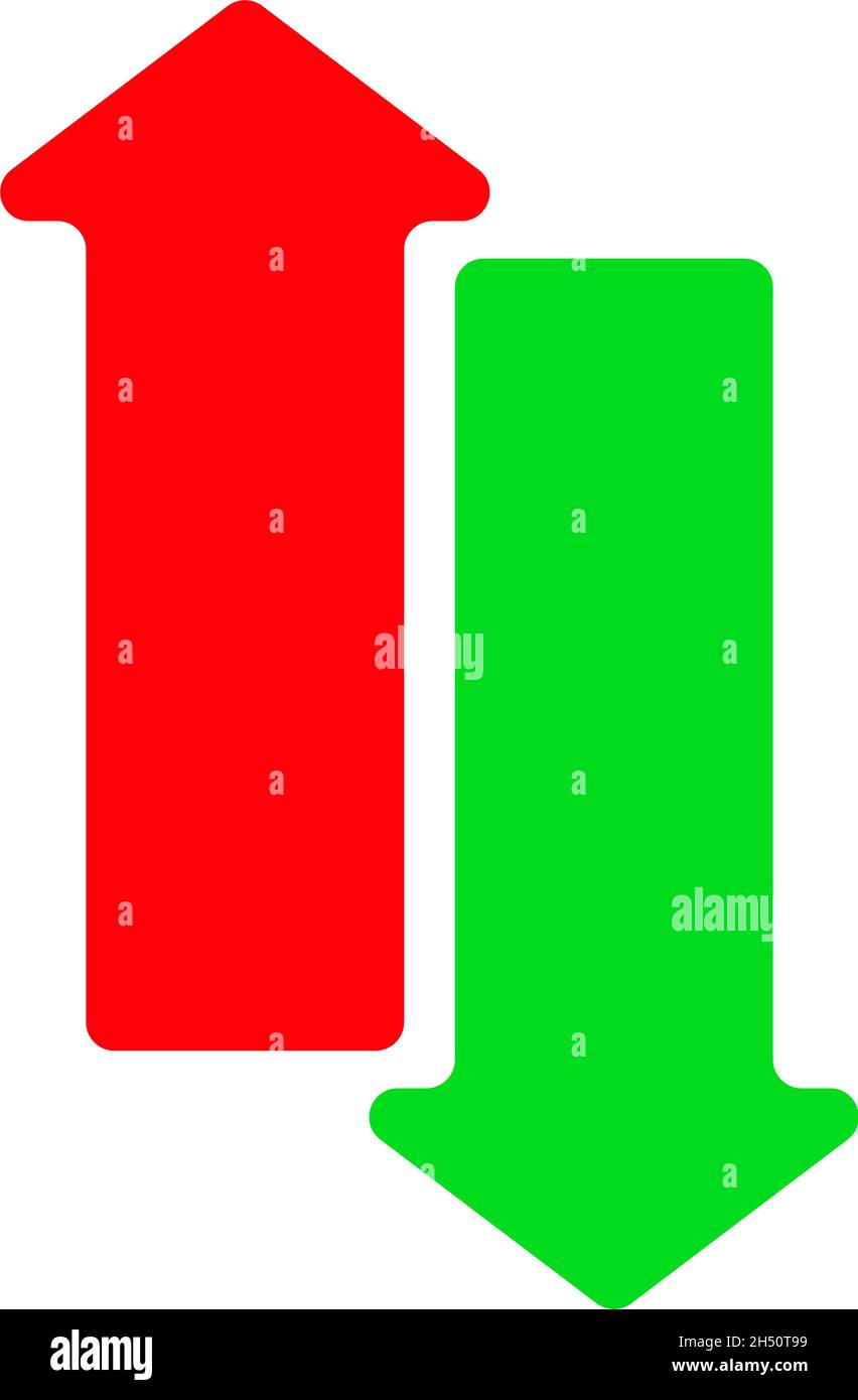 Green and red up and down arrow. Arrow pointing upwards, downwards ...
