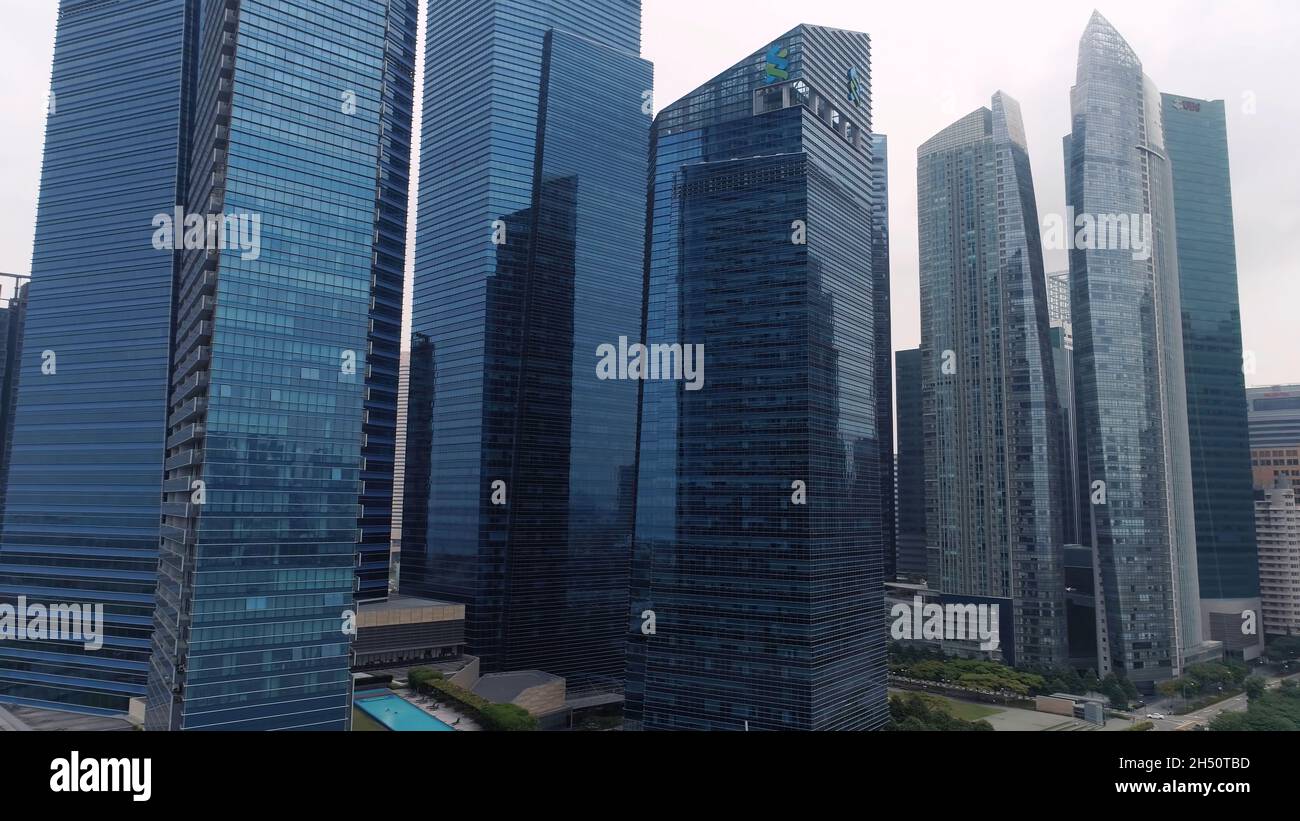Singapore - August, 2018: Top view of panoramic scene of day of ...