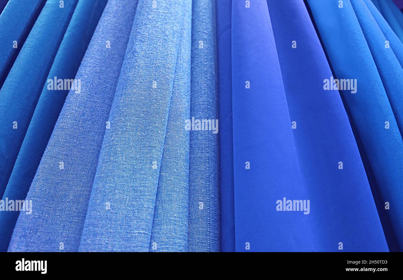 Rows of gradient blue color fabrics for abstract backdrop Stock Photo ...