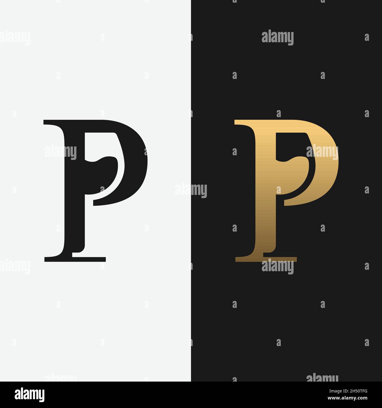 Letter Initial P Wine Glass Logo Design Template. Suitable for Bar ...