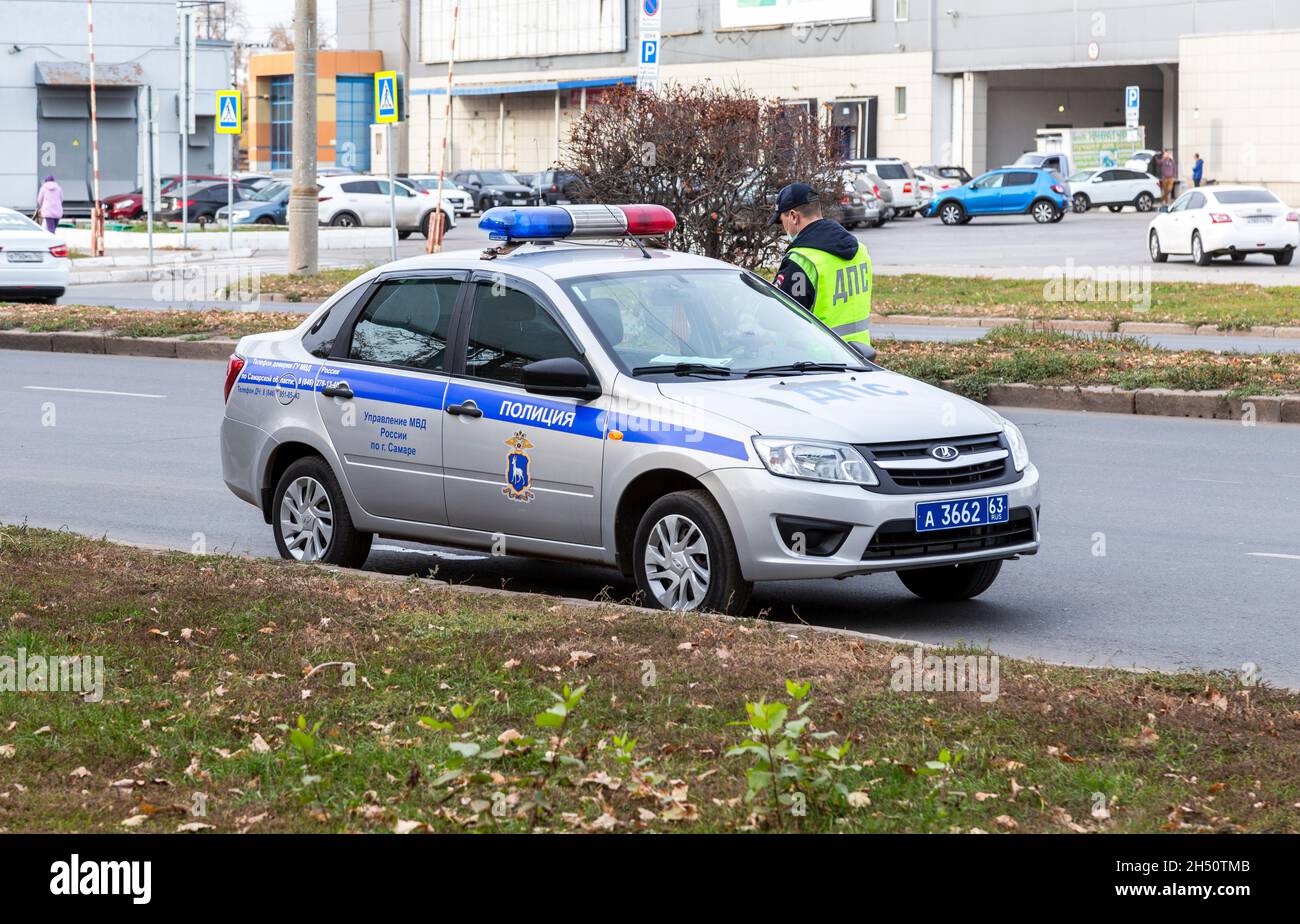 Samara, Russia - October 12, 2021: Russian police patrol cars of the ...