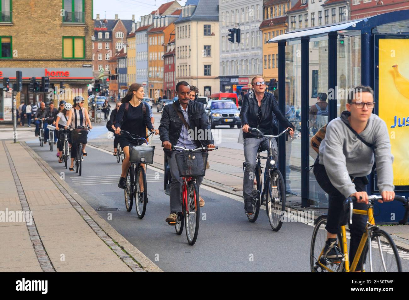 COPENHAGEN, DENMARK - JUNE 29, 2016:This is a mass bicycle traffic in ...