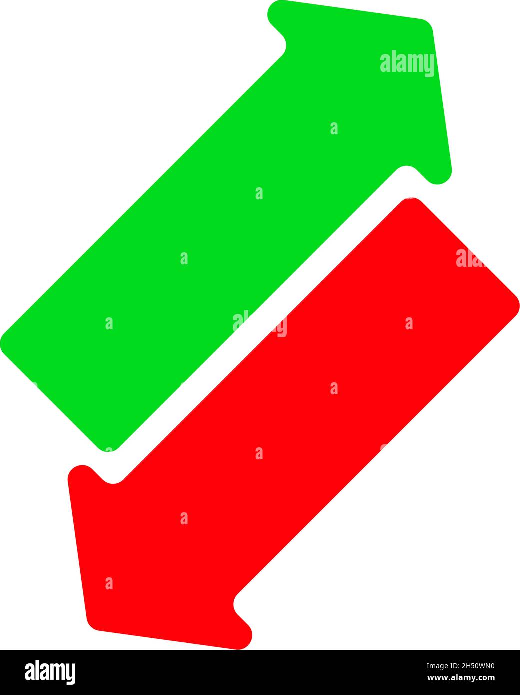Green and red up and down arrow. Arrow pointing upwards, downwards ...