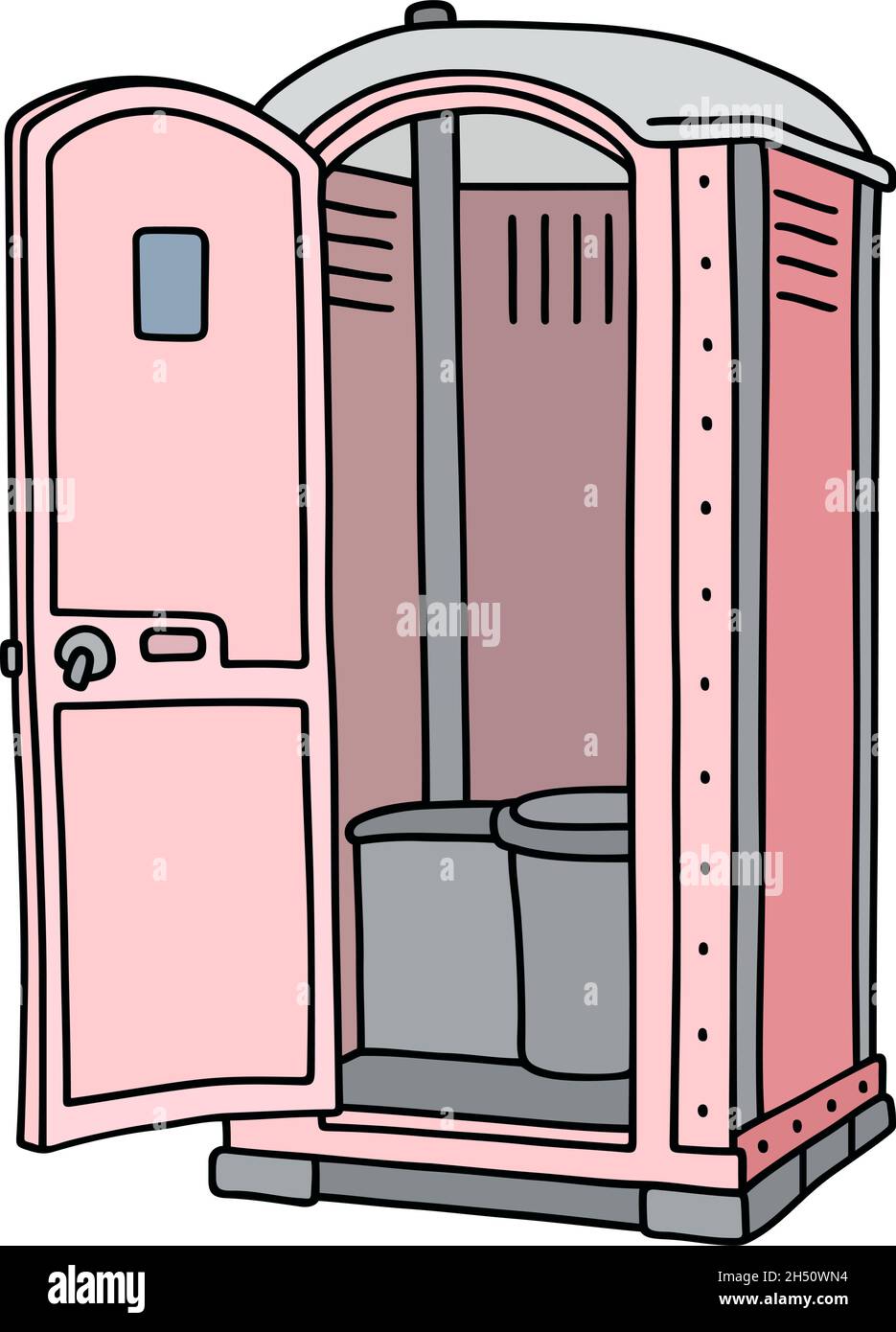 Hand drawing of a rich and light pink plastic mobile toilet Stock ...