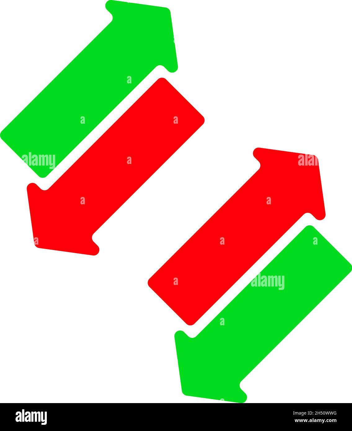Green and red up and down arrow. Arrow pointing upwards, downwards ...