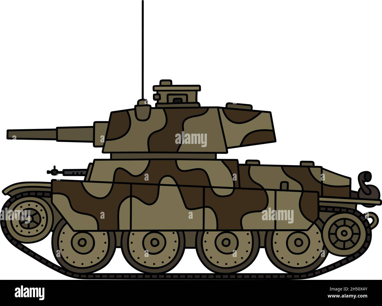 Hand drawing of a vintahe sand and brown light tank Stock Vector Image ...